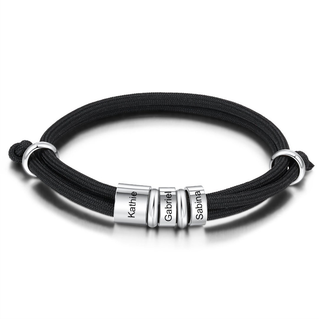 Adjustable Three Name Custom Men's Bracelet - Etsy