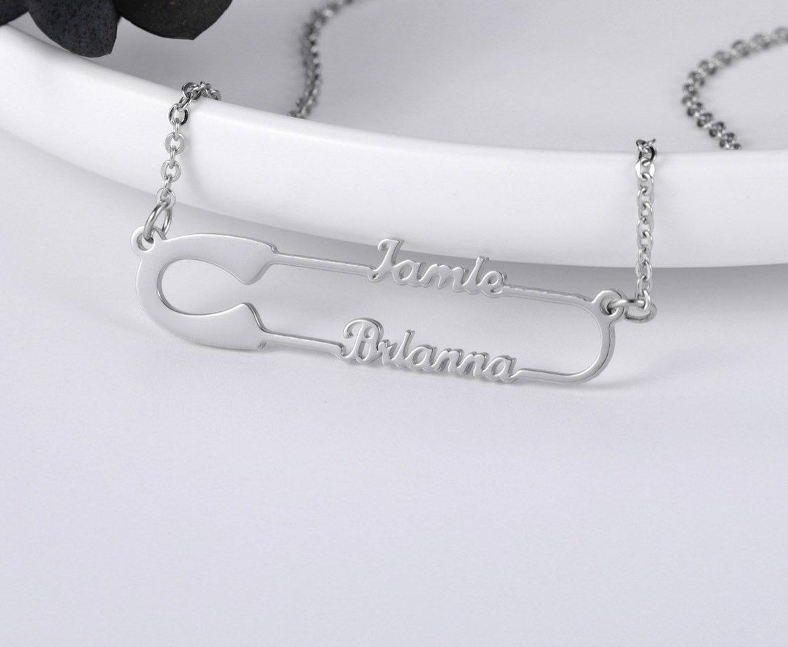 Custom Nameplate Safety Pin Charm Necklace & Pendant - Etsy