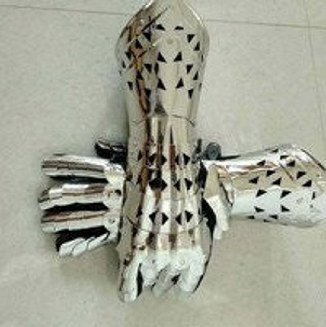 Rare Stainless Steel Silver Medieval Gothic Style Pair of Gauntlets ...