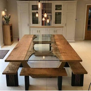 CLEAR Epoxy, Luxury Dining Table, Sofa, Side Center Table Top Live Edge ...