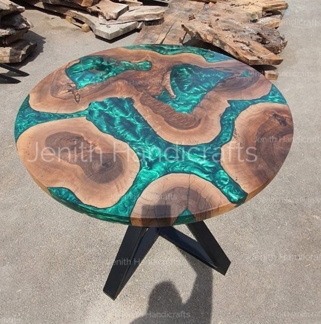 Epoxy Table Dining, Sofa, Side Center Table Top Live Edge Walnut Table ...