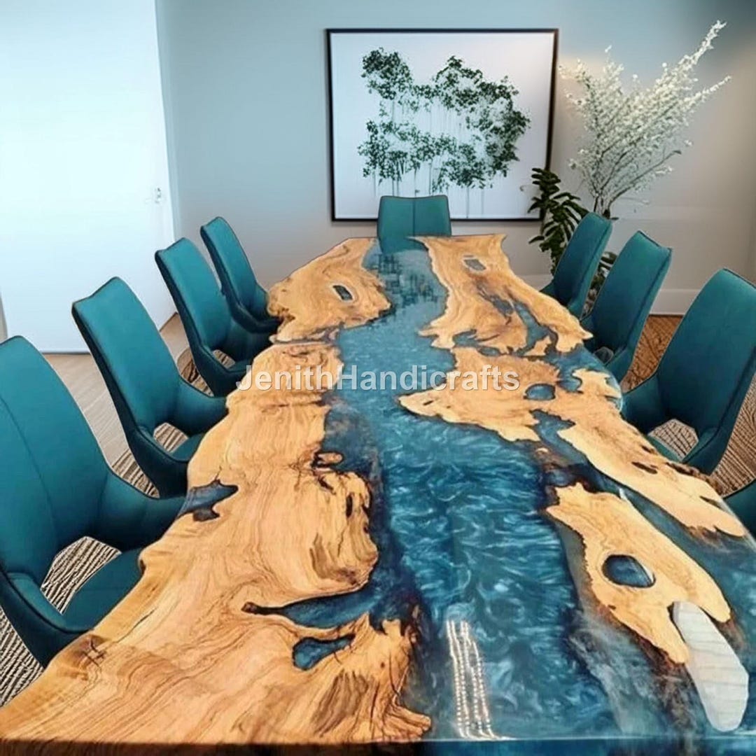 Luxury Epoxy Resin River Conference Table Live Edge Solid Wood Office ...