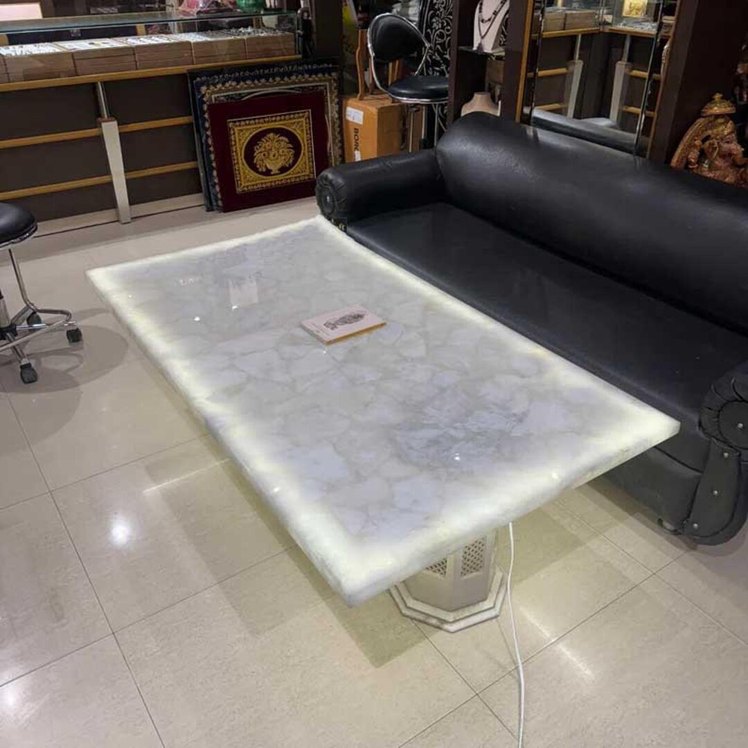 White Agate Dining Table, Sofa, Dining Table Top, Semi Precious Agate ...