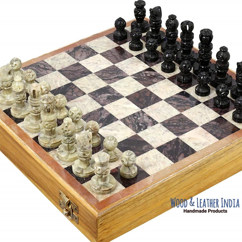Marble Stone Chess Set Fine Game Board Soapstone Chess Pieces - Etsy