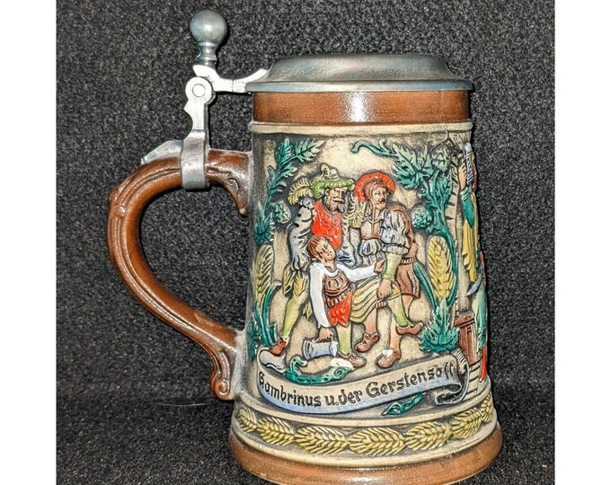 1960s West German Original Gerzit Gerz Beer Stein With Lid Gambrinus ...