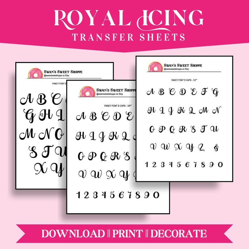 Fancy Font Royal Icing Alphabet Transfer Sheets (digital Download) - Etsy