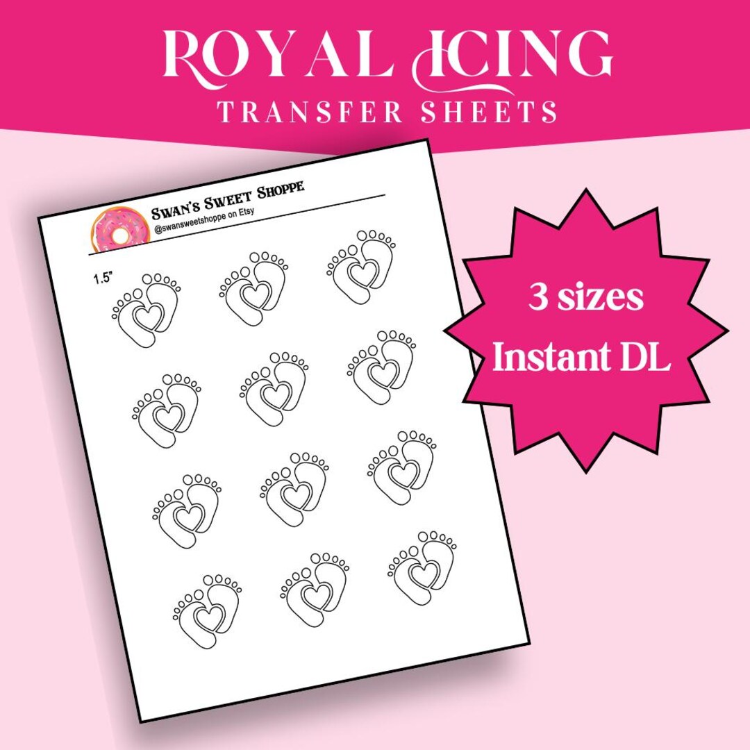 Baby Feet Royal Icing Transfer Sheets: Piping Template (digital ...