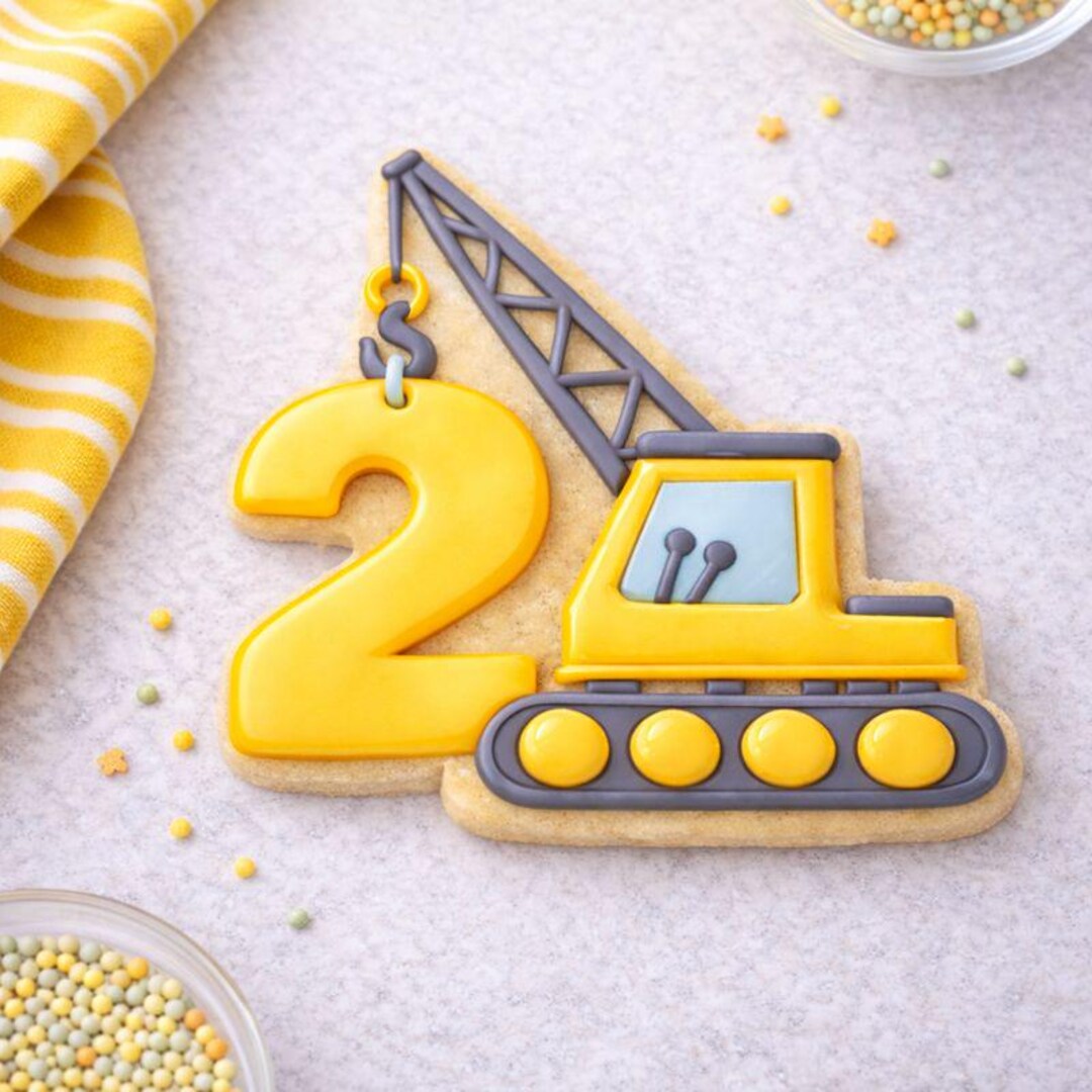 Crane Birthday Cookie Cutter | Construction Theme | Age Number Cookie ...