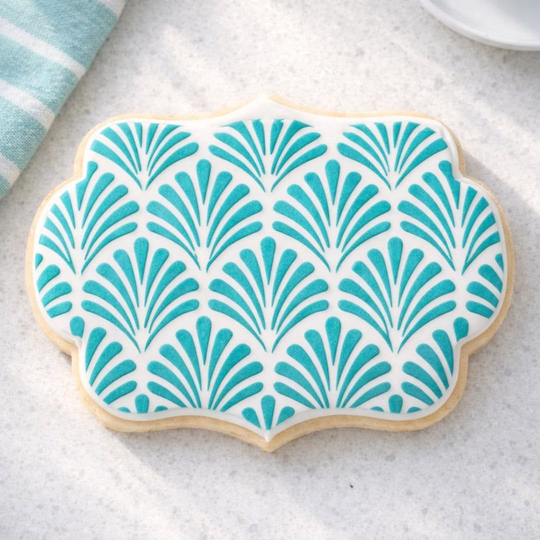 Scalloped Fan Pattern Cookie Stencil | Icing-on-icing Fan Texture ...