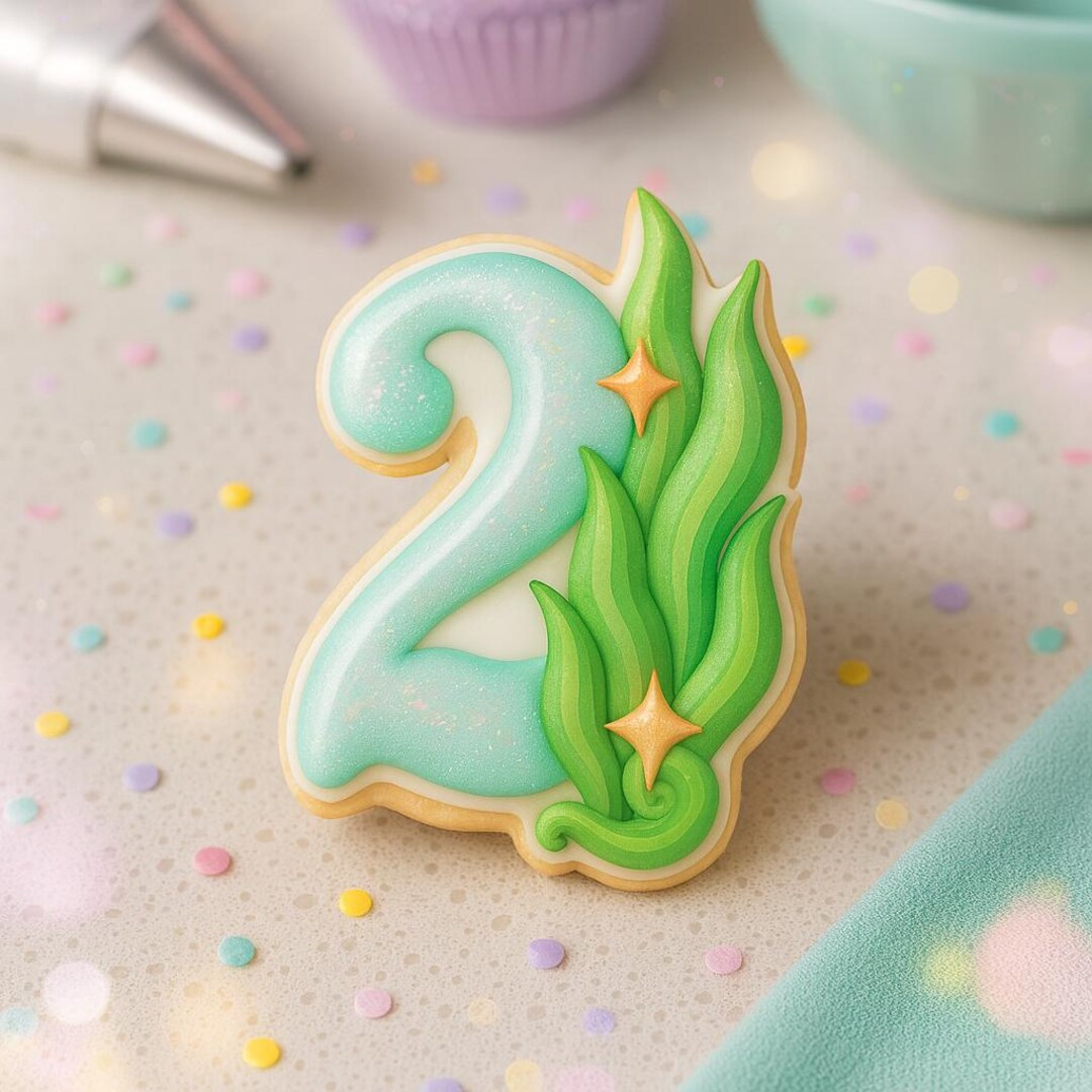 Mermaid Number 2 Cookie Cutter | Cookie Cutter & Optional Guideline ...