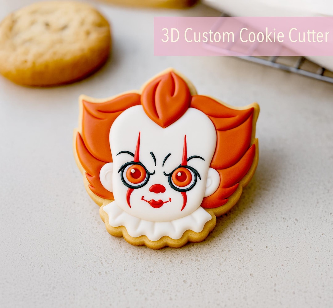 Pennywise Cookie Cutter + Stencil | Creepy Clown Halloween Cookie ...