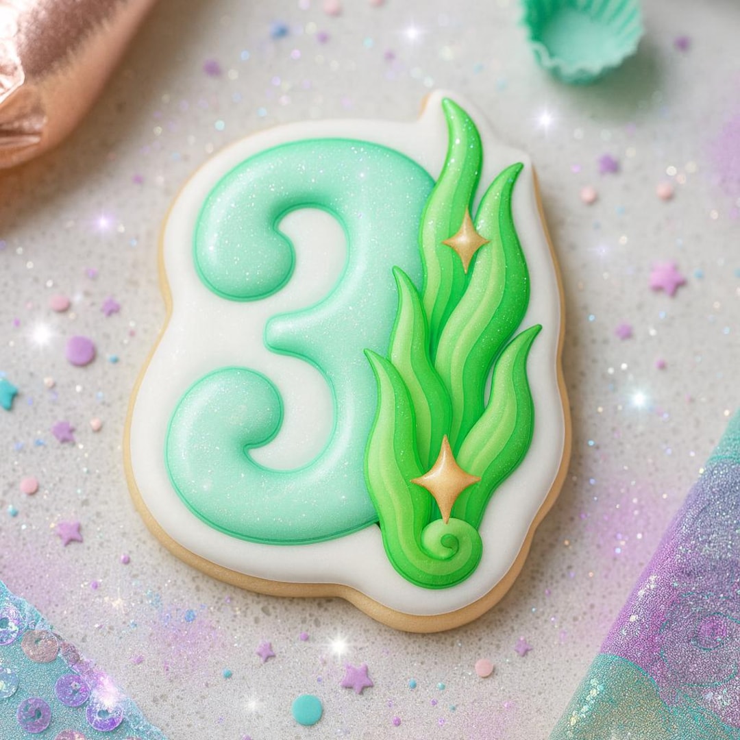 Mermaid Number 3 Cookie Cutter | Cookie Cutter & Optional Guideline ...