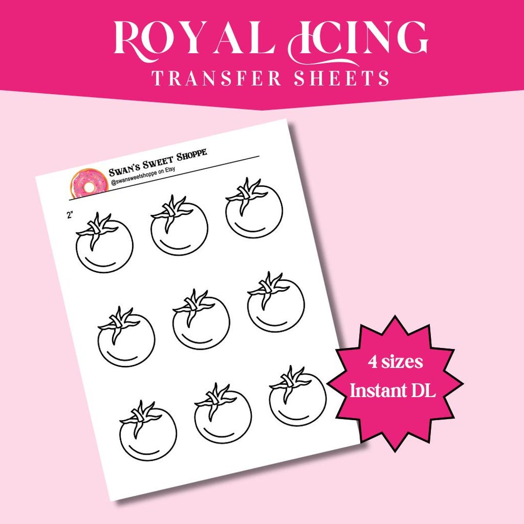 Tomato Royal Icing Transfers: Vegetable Cookie Decorating (digital ...