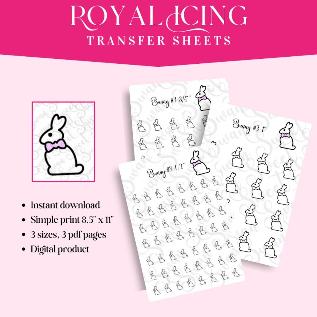 Easter Transfer Sheets in Three Sizes || Bunny Icing Transfers ...