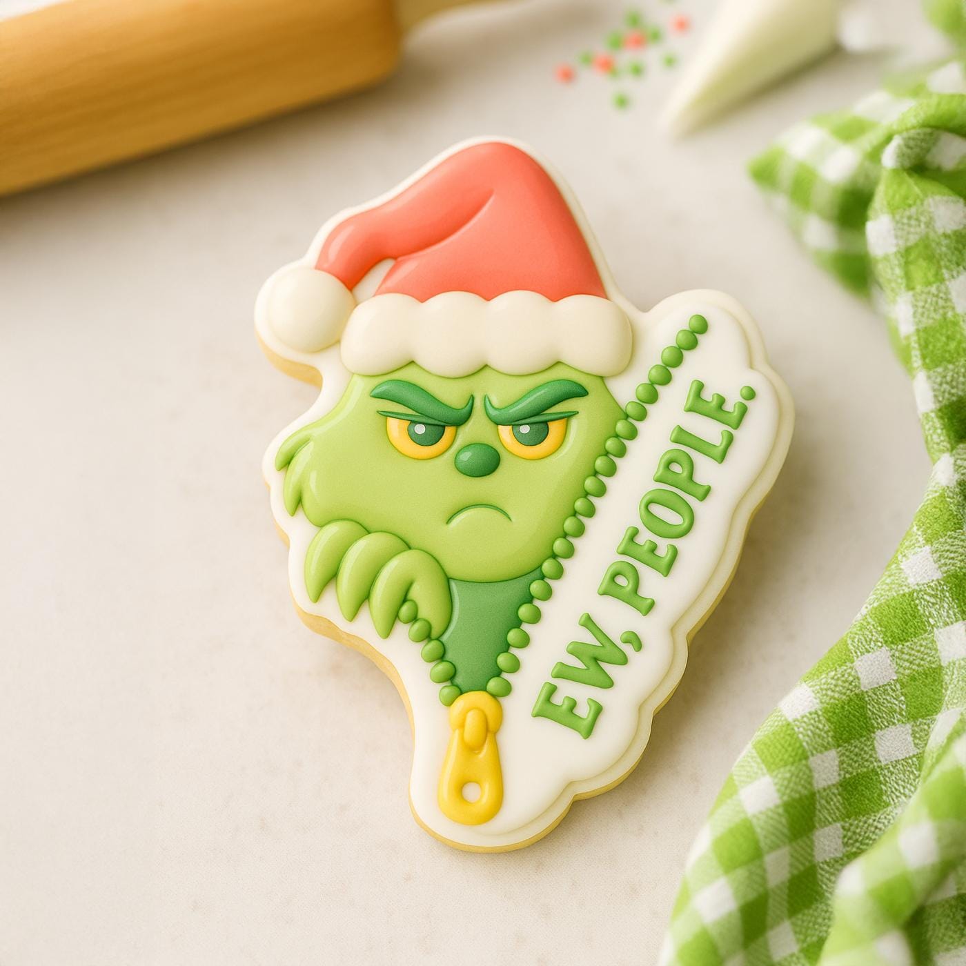 Grinch “ew, People.” Cookie Cutter & Optional Guideline Stencil ...