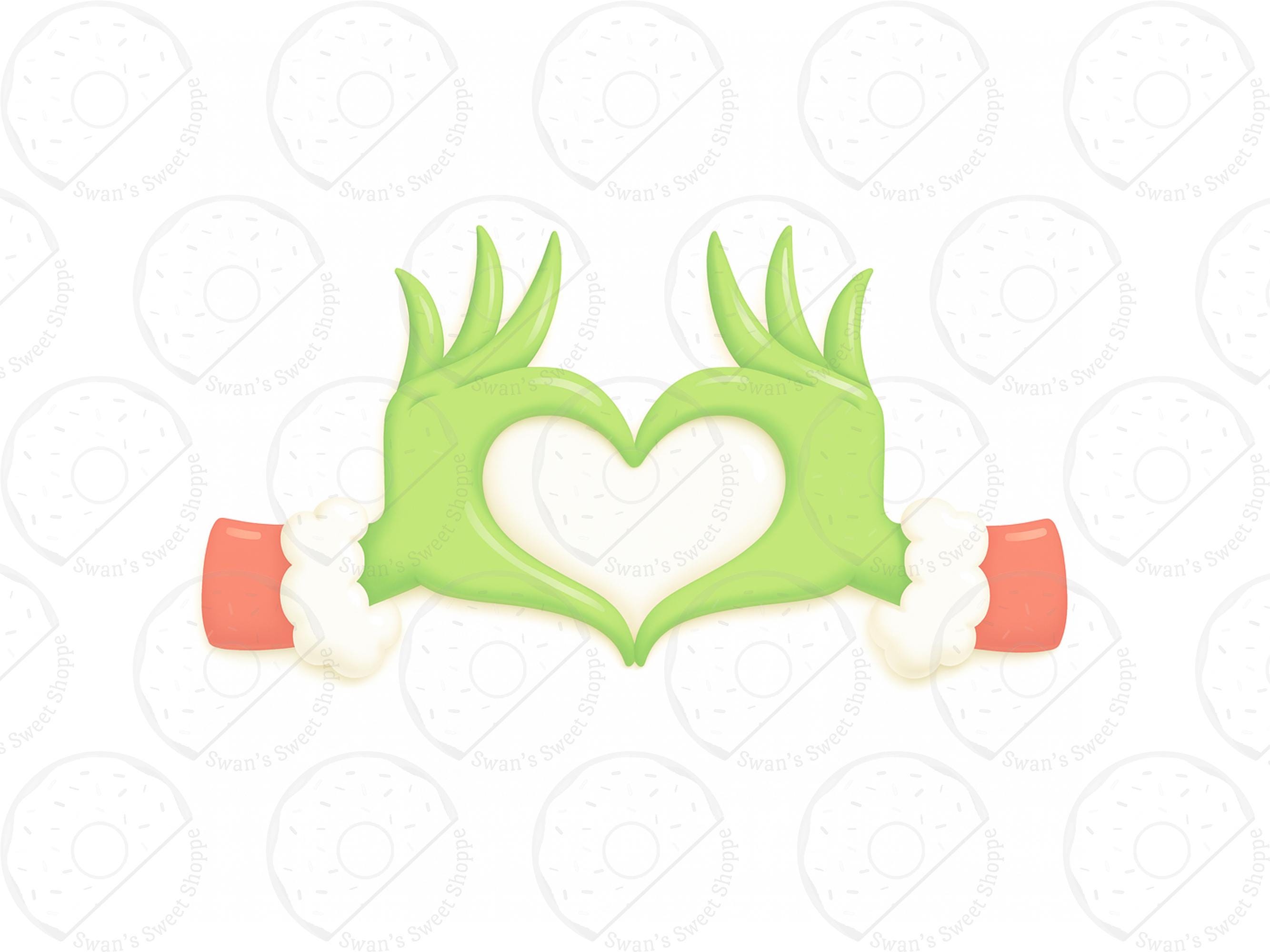 Grinch Heart Hands Cookie Cutter & Optional Guideline Stencil Holiday ...