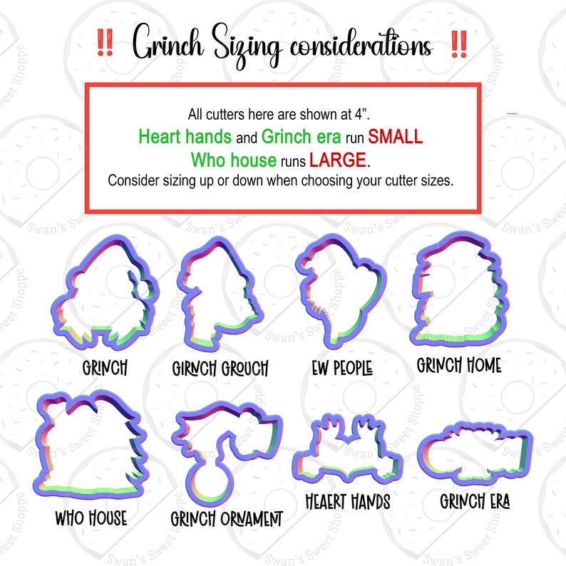 Grinch Grouch Cookie Cutter & Optional Guideline Stencil | Holiday ...