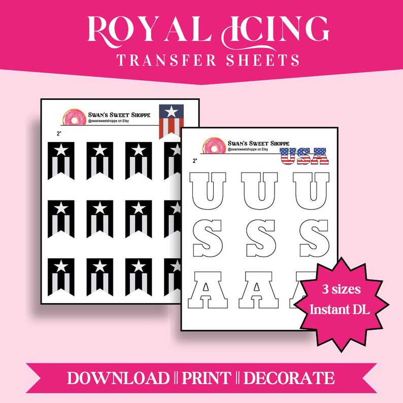 4th of July Royal Icing Transfer Sheets || Patriotic Decor || Royal ...