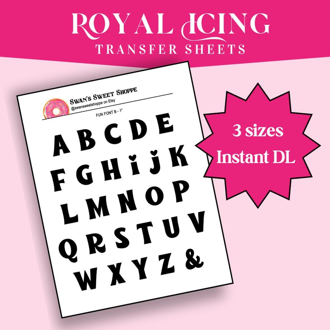 Fun Font Royal Icing Alphabet Transfer Sheets (digital Download) - Etsy