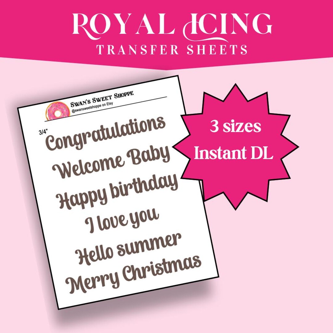 Royal Icing Script Practice: Font Piping Transfers (digital Download ...