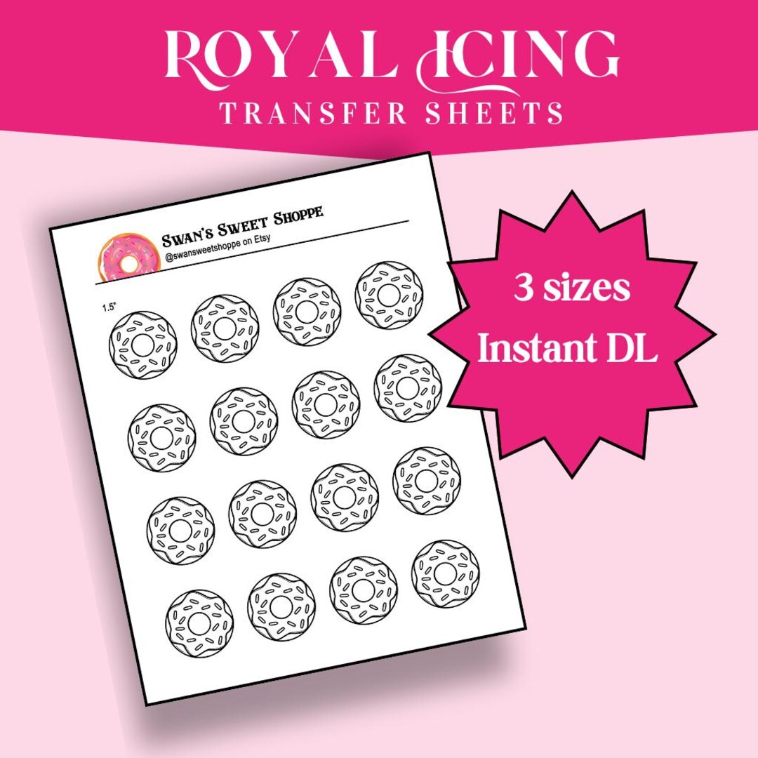 Donut Royal Icing Transfer Sheets: Piping Template (digital Download ...