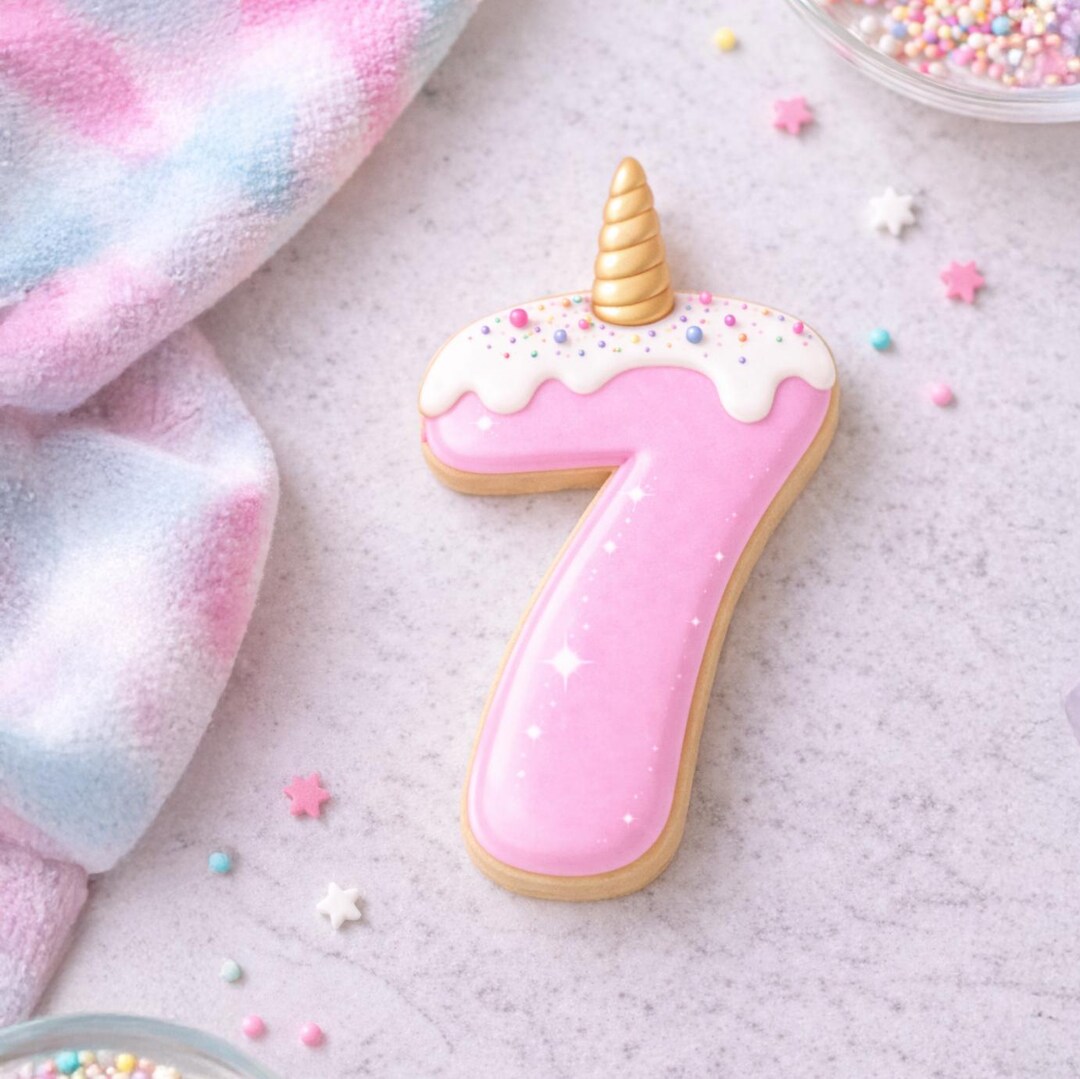 Unicorn Number 7 Cookie Cutter – Unicorn Seventh Birthday Number Cutter ...