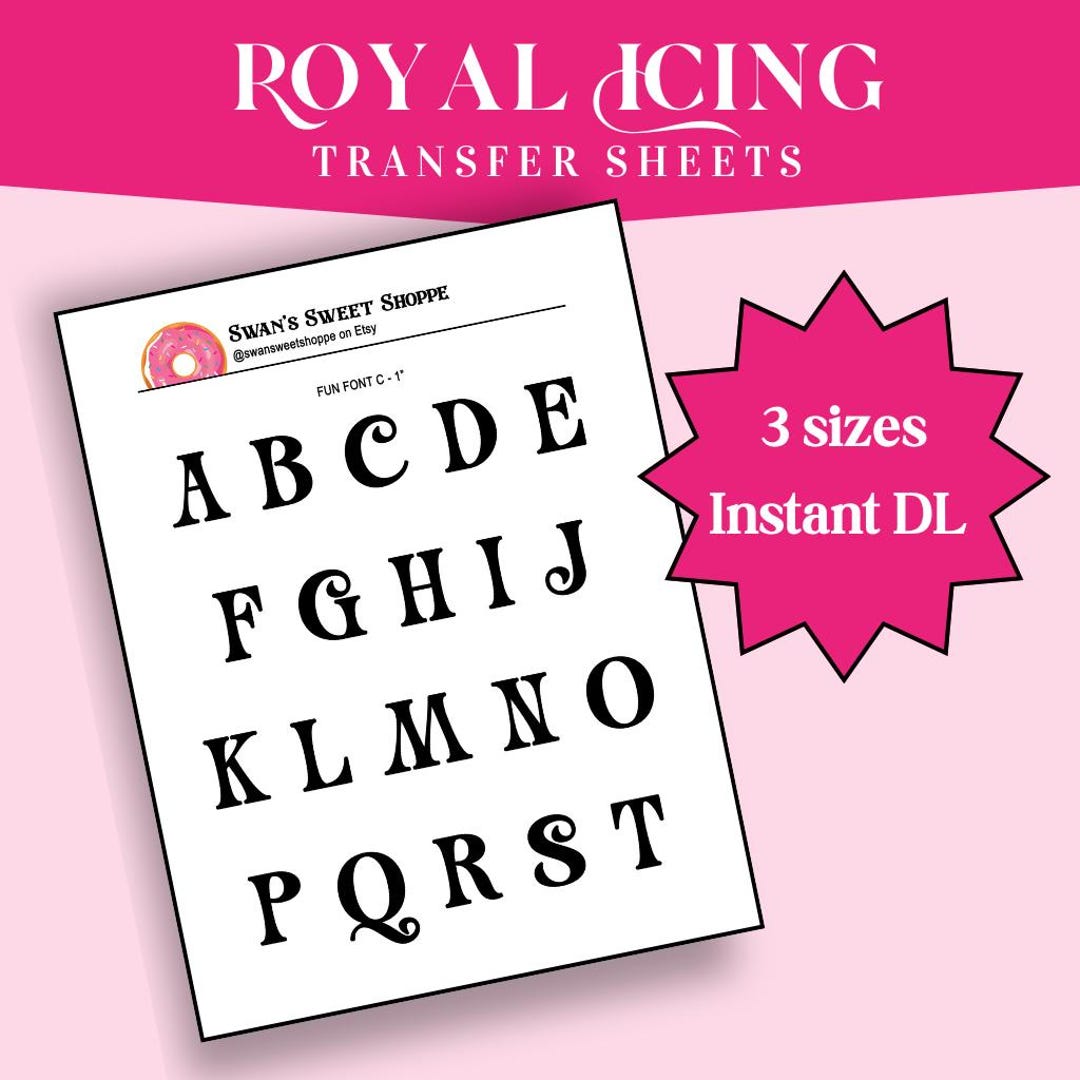 Fun Font C Royal Icing Transfer Sheets || Alphabet Icing Transfers ...