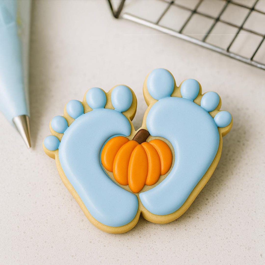 Pumpkin Baby Feet Cookie Cutter: Fall Baby Shower Decor, Optional ...