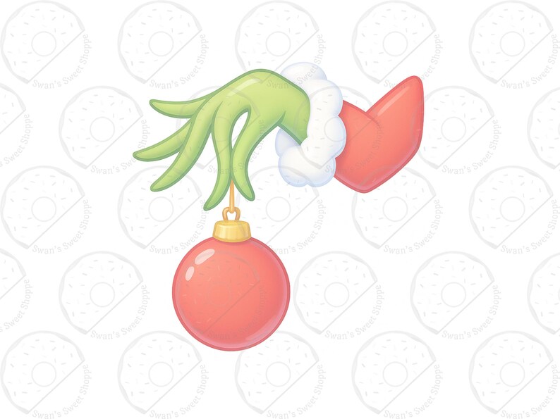 Grinch Holding Ornament Cookie Cutter & Optional Guideline Stencil ...