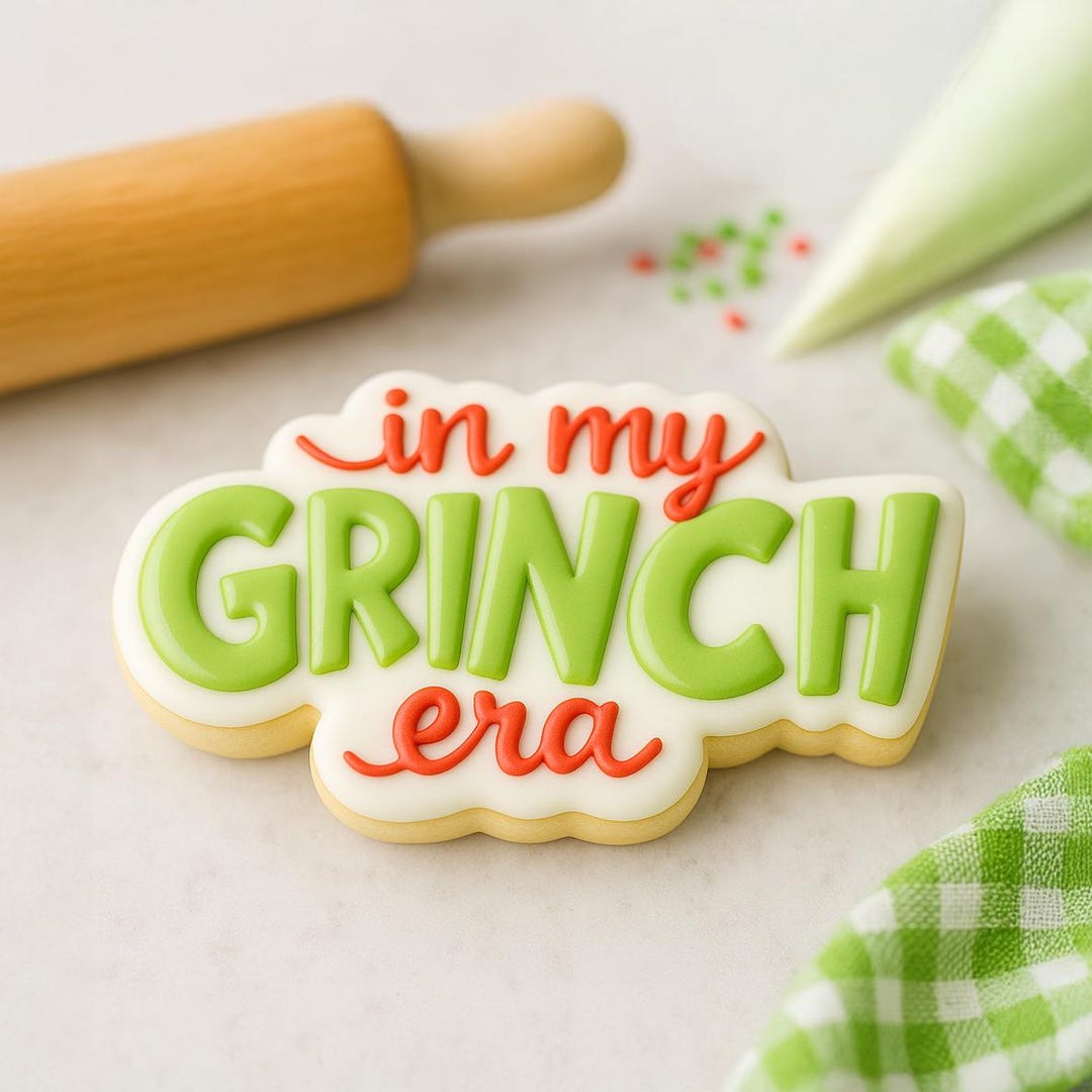 Grinch Era Cookie Cutter & Optional Guideline Stencil | Holiday Baking ...