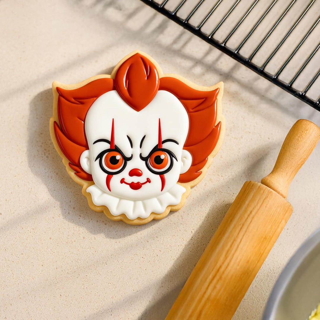 Pennywise Cookie Cutter & Optional Stencil | Creepy Clown Cookies ...