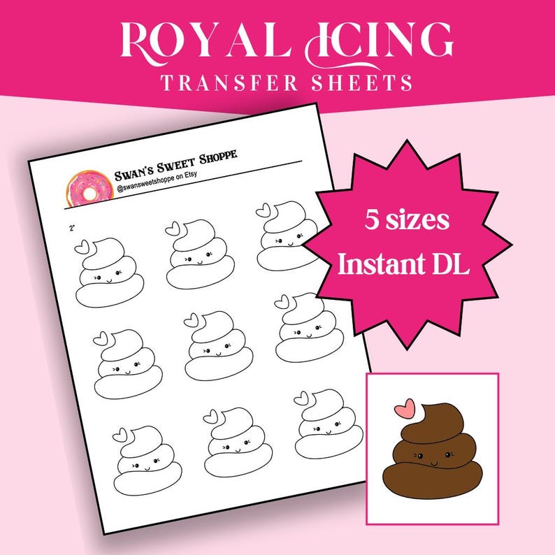 Poop Royal Icing Transfer Sheets: Piping Practice (digital Download) - Etsy