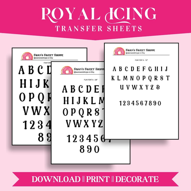 Royal Icing Alphabet Transfer Sheets: Fun Font Template (digital ...