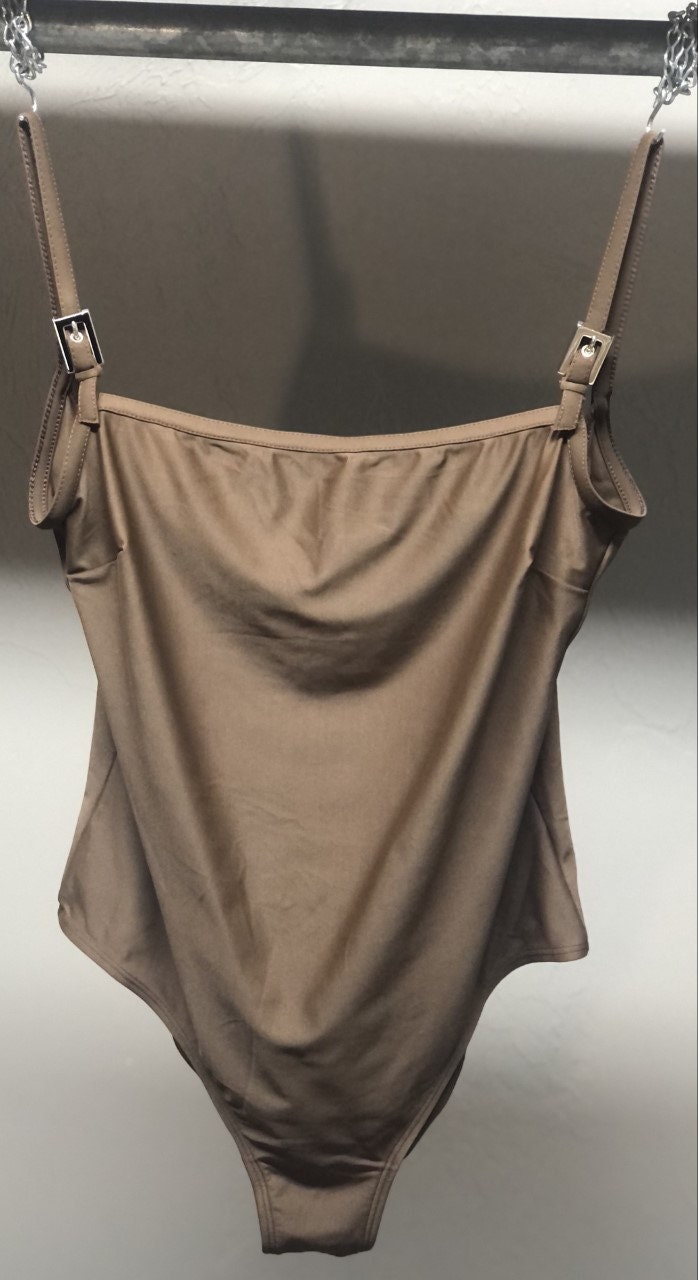 Vintage FENDI Chocolate One Piece Bathing Suit With Silver Square ...