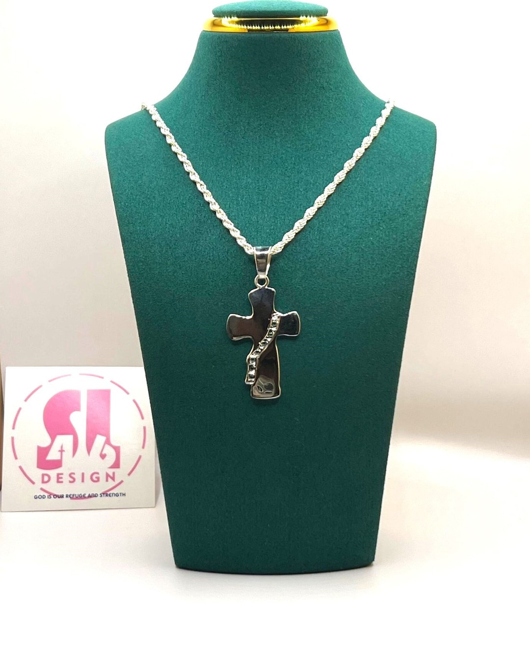 Deacon Cross Necklace - Sterling Silver With Swarovski Crystals - Etsy