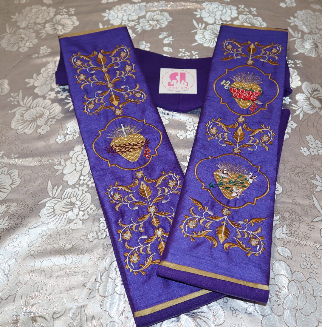 HOLY FAMILY - Sacred Heart of Mary, Joseph & Jesus - Priest Stole - Etsy