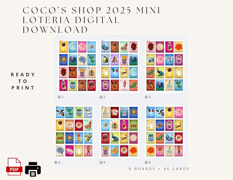 Loteria Digital Download | Ready to Print PDF | Coco's Shop Mini 2025 ...