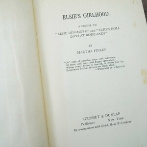 1917 Elsie's Girlhood Martha Finley Grosset & Dunlap Vintage Book - Etsy