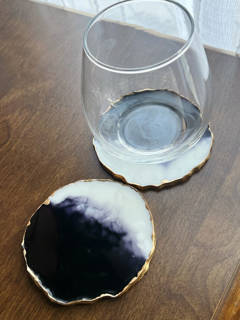 Marble Inspired Handmade Epoxy Resin Coaster Set | Classy Coasters | by ...