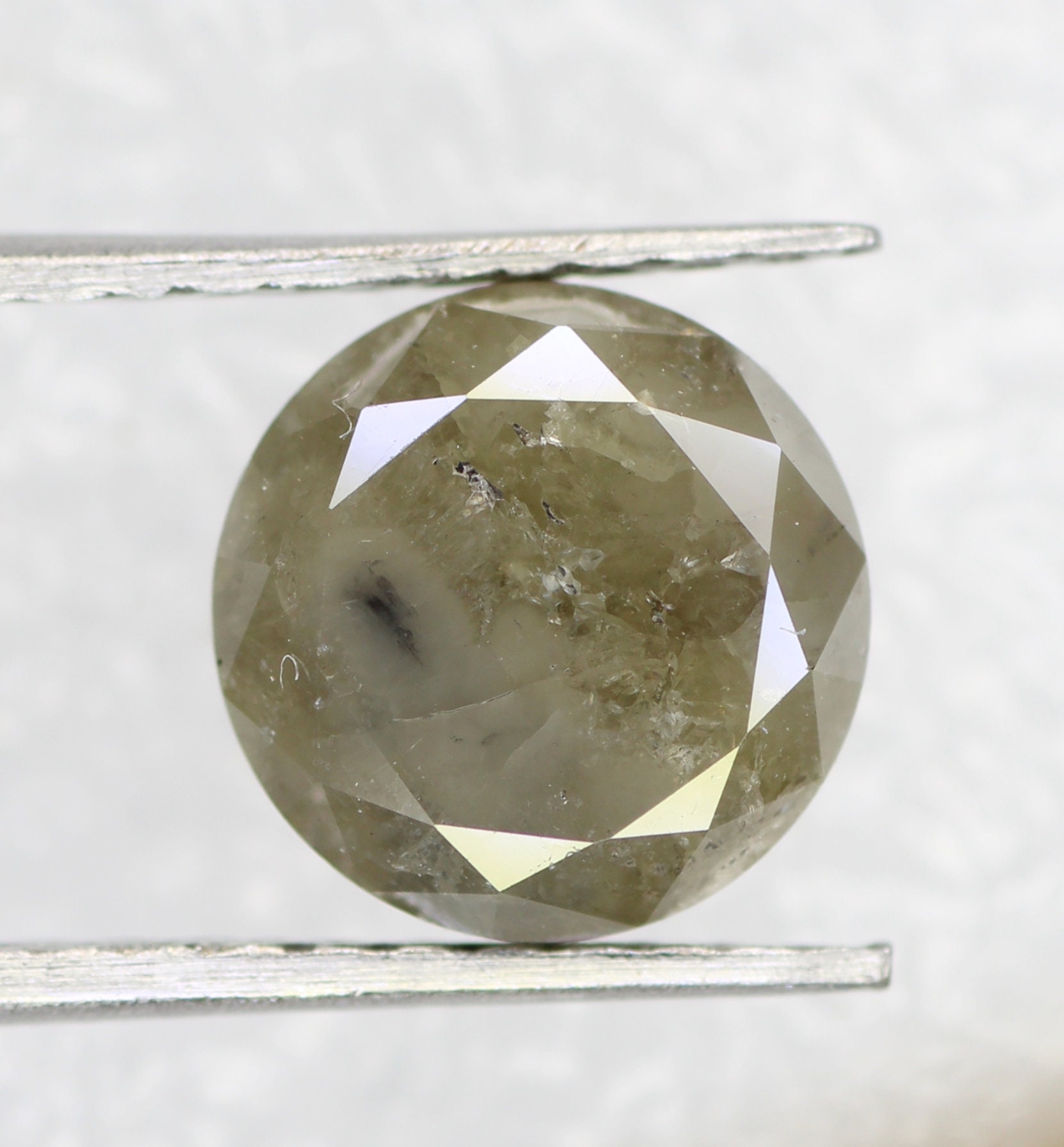 1.74 Ct 7.0 MM Natural Loose Diamond Round Greenish Grey | Etsy