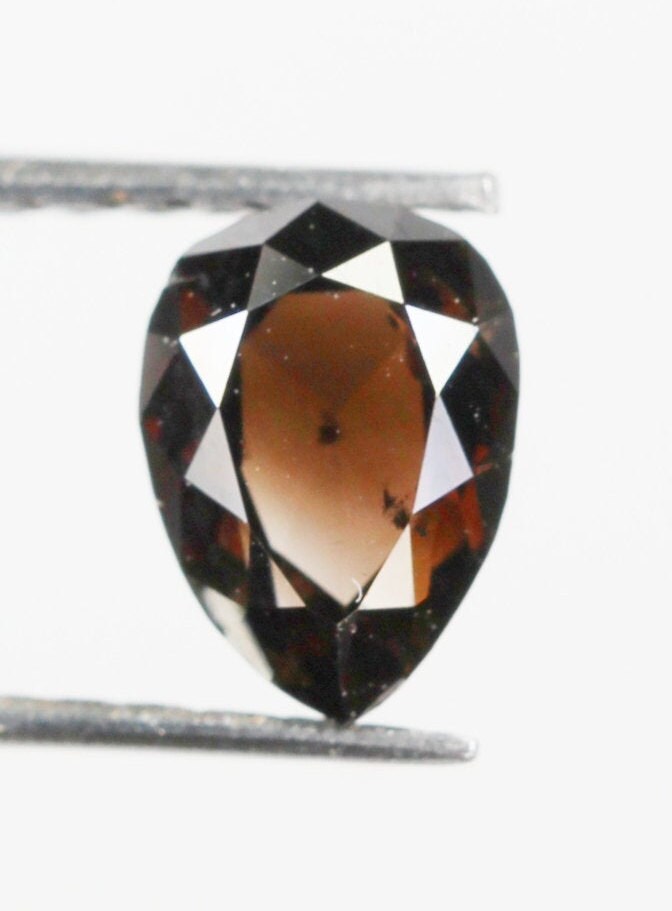 0.72 CT 6.1 X 4.4 MM Pear cut diamond Natural Salt and pepper | Etsy