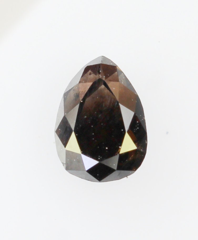 0.72 CT 6.1 X 4.4 MM Pear cut diamond Natural Salt and pepper | Etsy