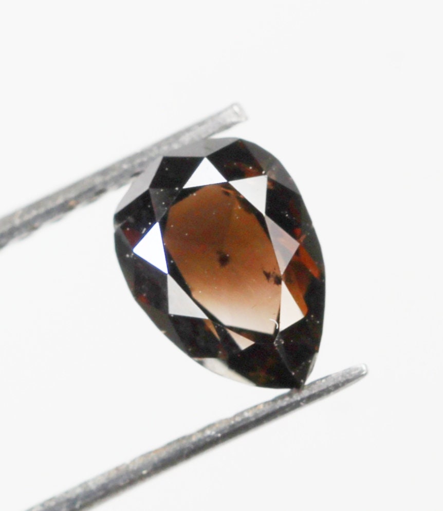 0.72 CT 6.1 X 4.4 MM Pear cut diamond Natural Salt and pepper | Etsy