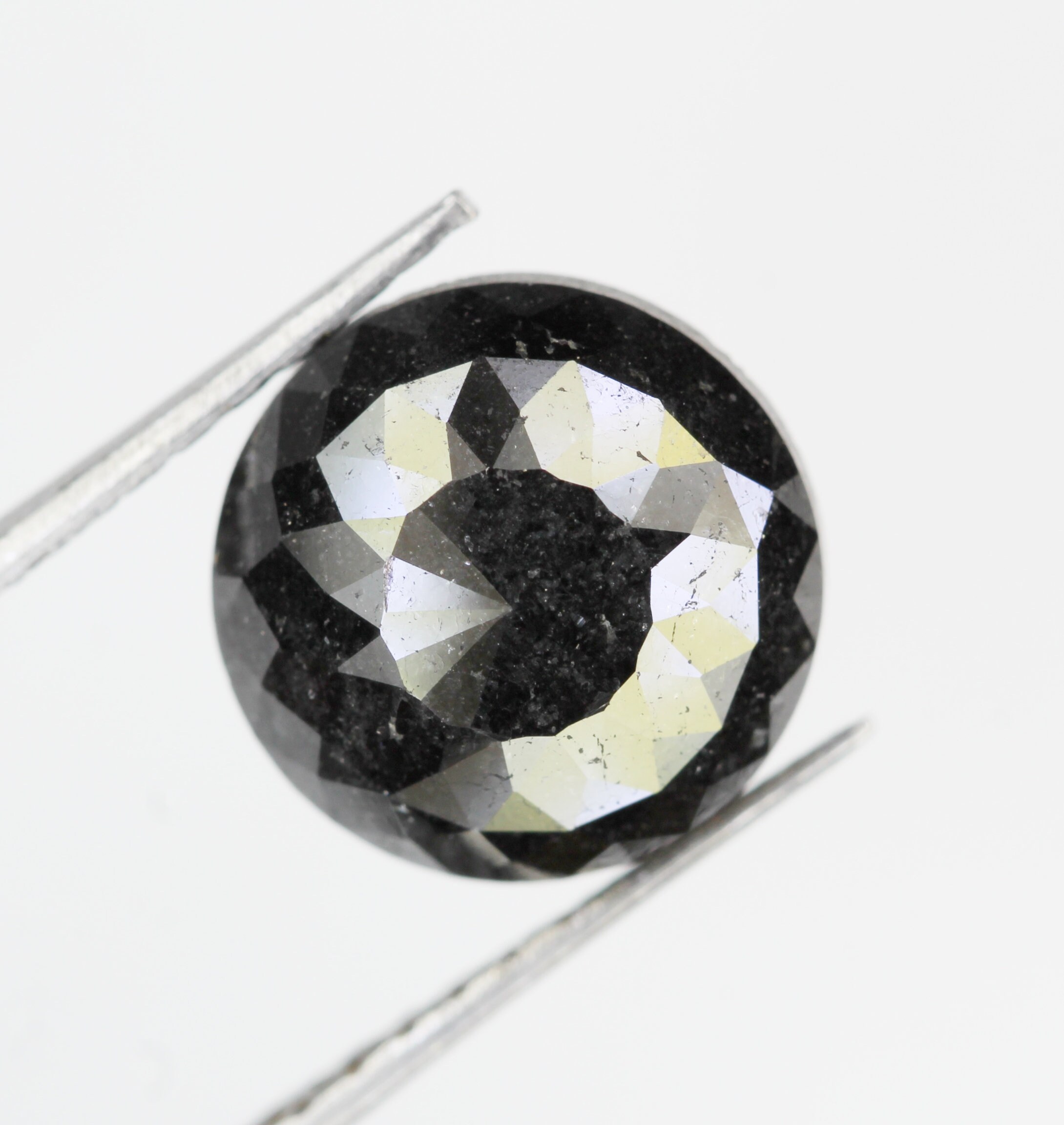 2.67 Ct, 8.6*3.8 MM Round Loose Diamond Black Color Rose Cut Faceted ...