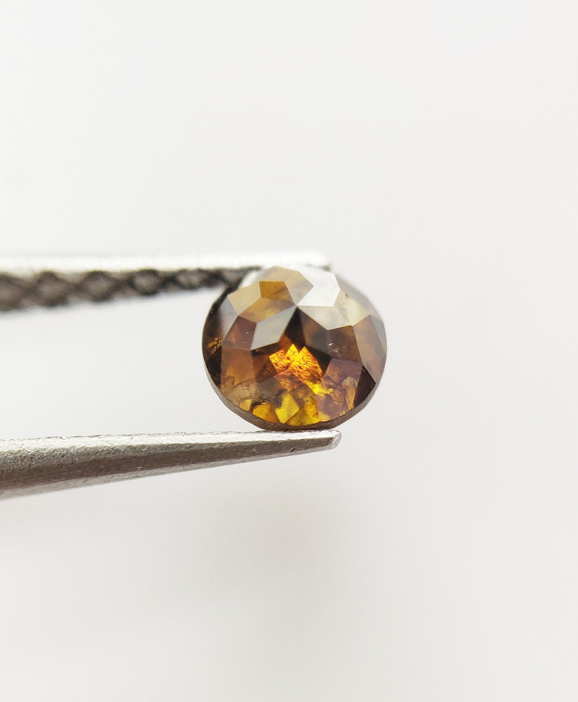 0.78 Ct Fancy light Brown Color Round Rose Cut Minimal | Etsy