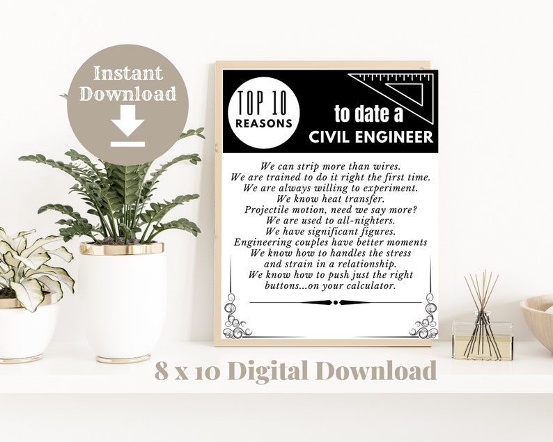 10 Reasons to Date a Civil Engineer, Engineer Gifts, Gifts for Engineer ...