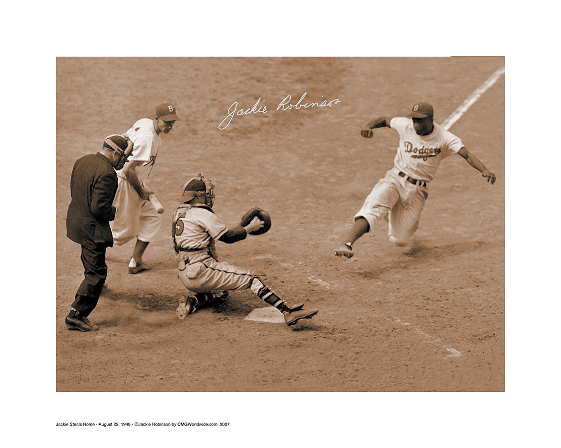 Jackie Robinson Steals Home Fuji Crystal Fine Art Archival Photograph ...