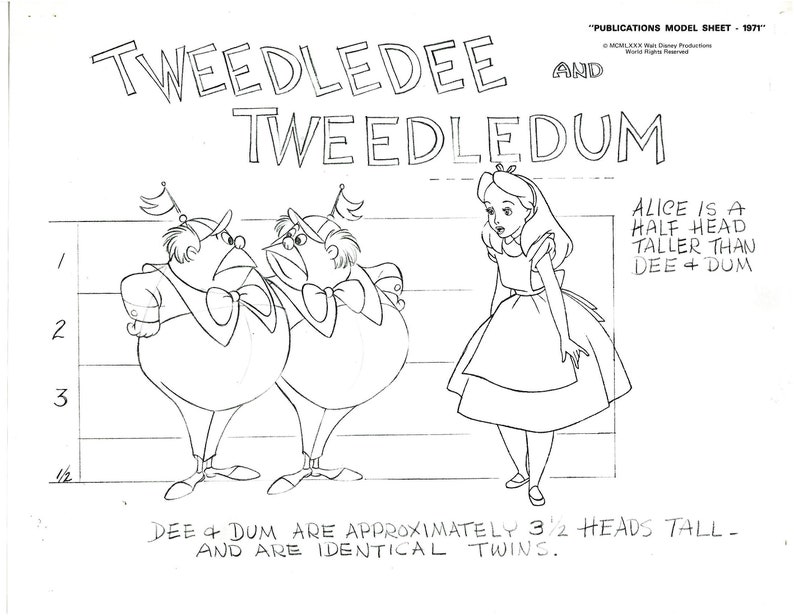 3 Alice and Wonderland Model Sheets - 1971 - Etsy
