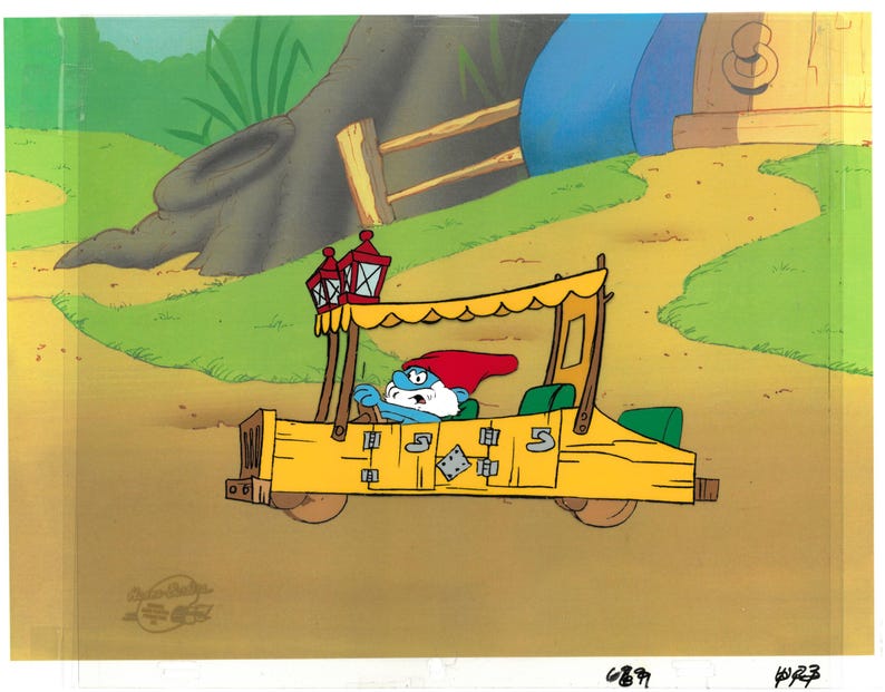 Smurfs - Grandpa Smurf-1980's Hanna-barbera Original Multi-cel ...