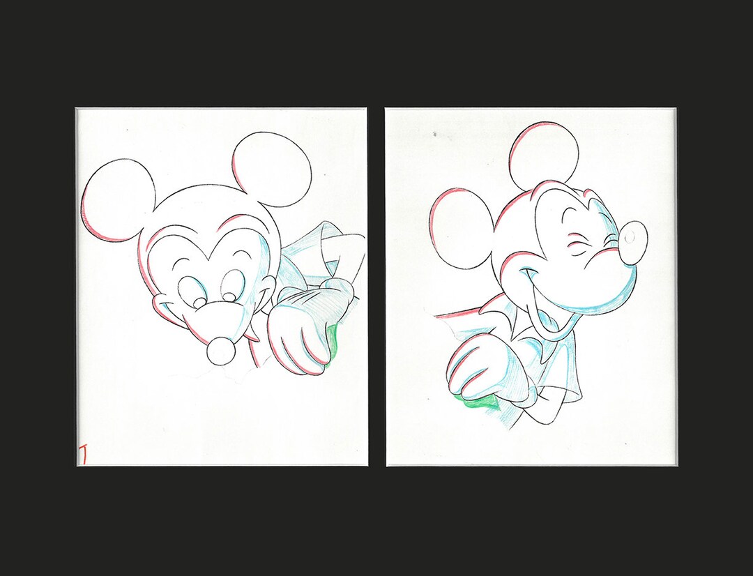 Mickey Mouse 2 Original Production Drawings Matted - Etsy